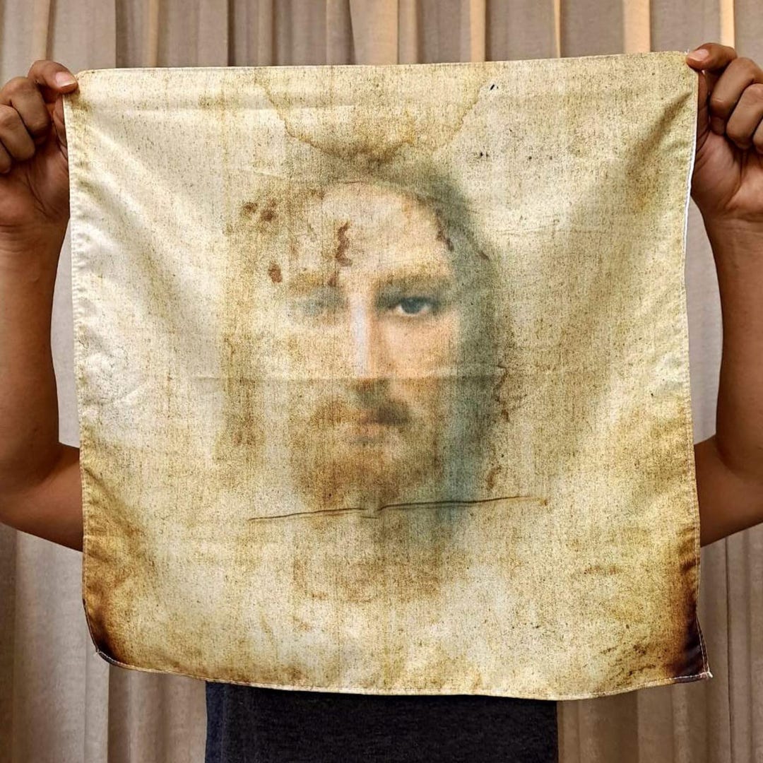 Shroud of Turin Overlap With Jesus Face Fabric Print Easter Lent ...
