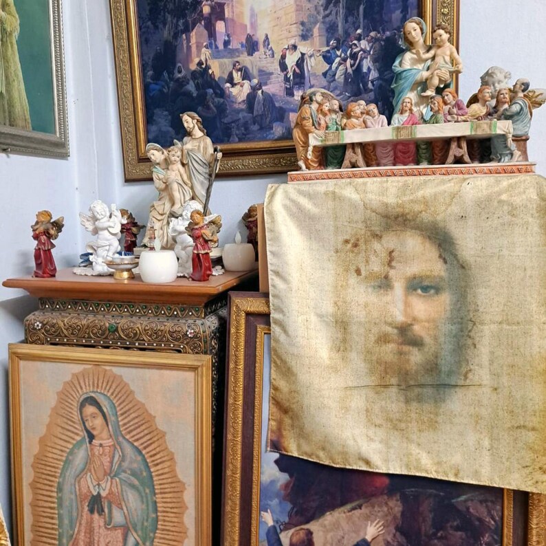 Shroud of Turin Overlap With Jesus Face Fabric Print Easter Lent ...