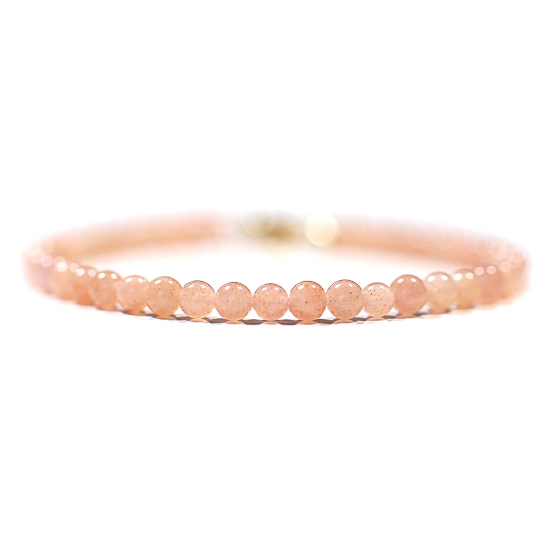 4mm Sunstone Bracelet With Clasp Gift for Her Zen Meditation Protection ...