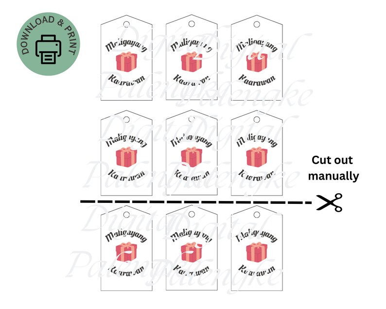 Filipino Maligayang Kaarawan Printable Gift Tag Birthday Digital ...