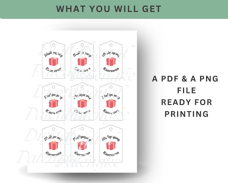 Filipino Maligayang Kaarawan Printable Gift Tag Birthday Digital ...