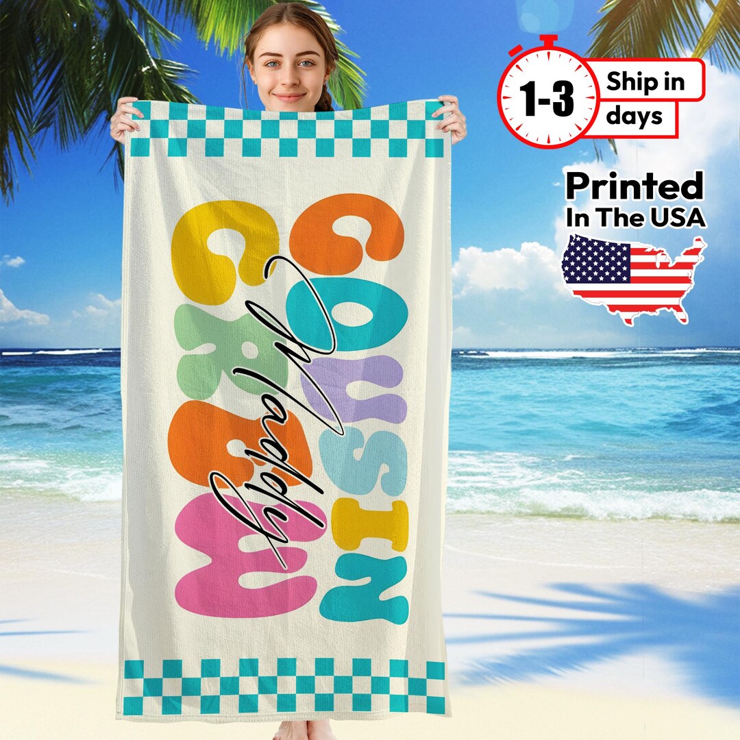 Personalized Name Beach Towel – Cute Colorful Letter Design – Custom ...