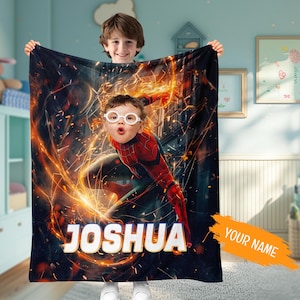Personalized Spider Hero Blanket With Childs Photo and Name, Custom ...