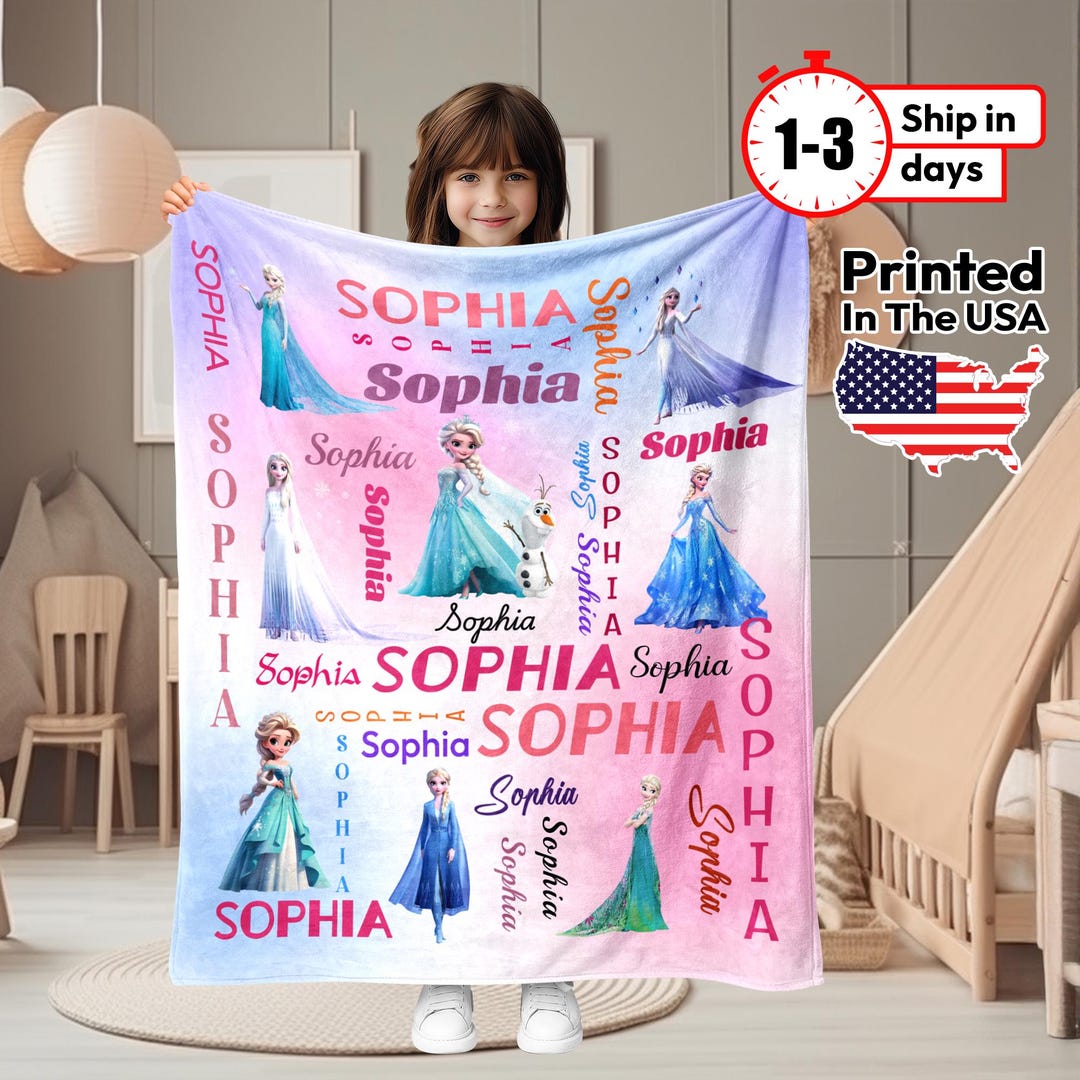 Personalized Frozen Elsa Queen Name Blanket, Elsa Princess Blanket ...