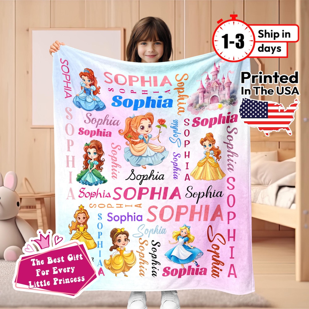 Kids Custom Name Blanket, Personalized Blankets for Kids, Girl Blanket ...