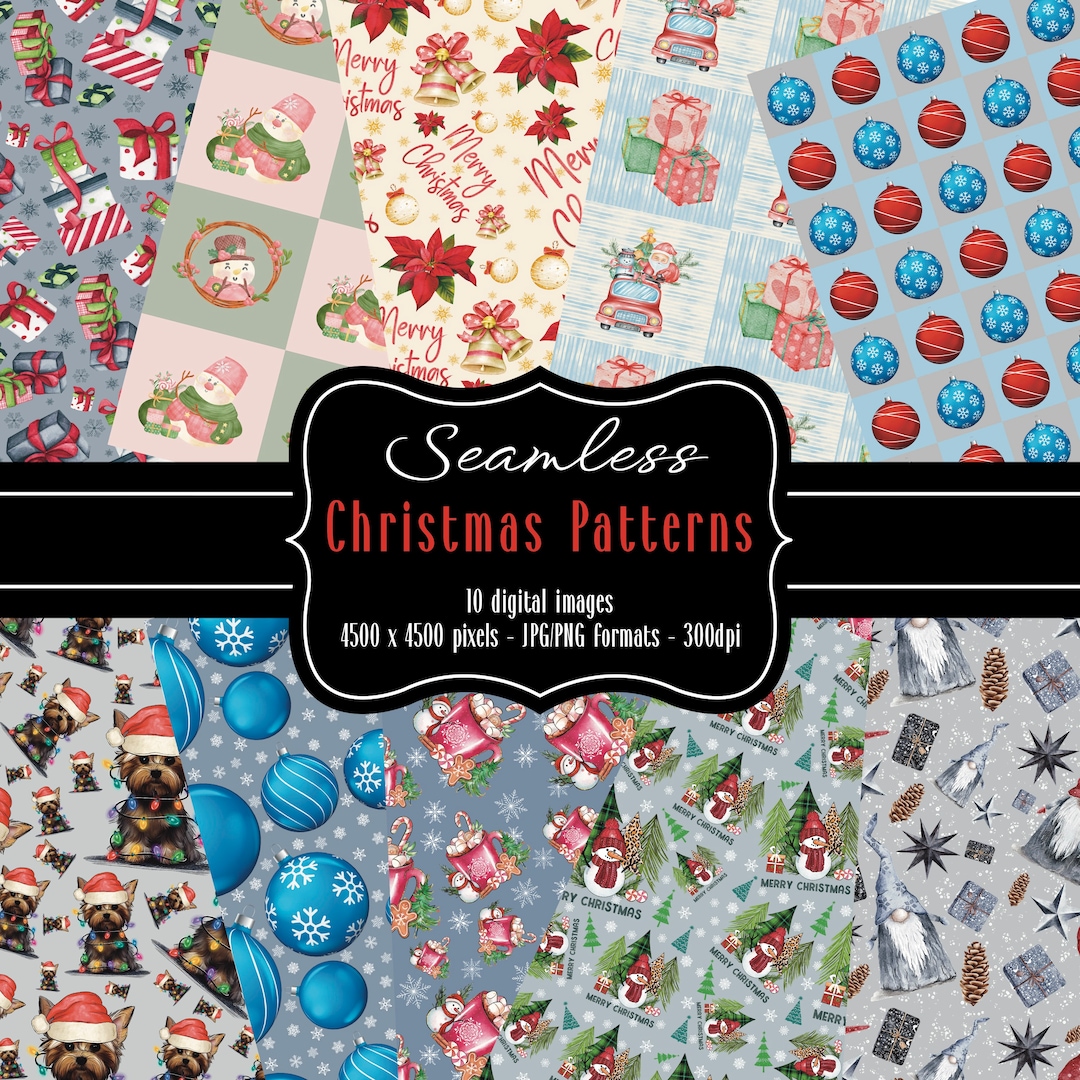 10 Seamless Christmas Patterns Printable Scapbooking Paper - Etsy