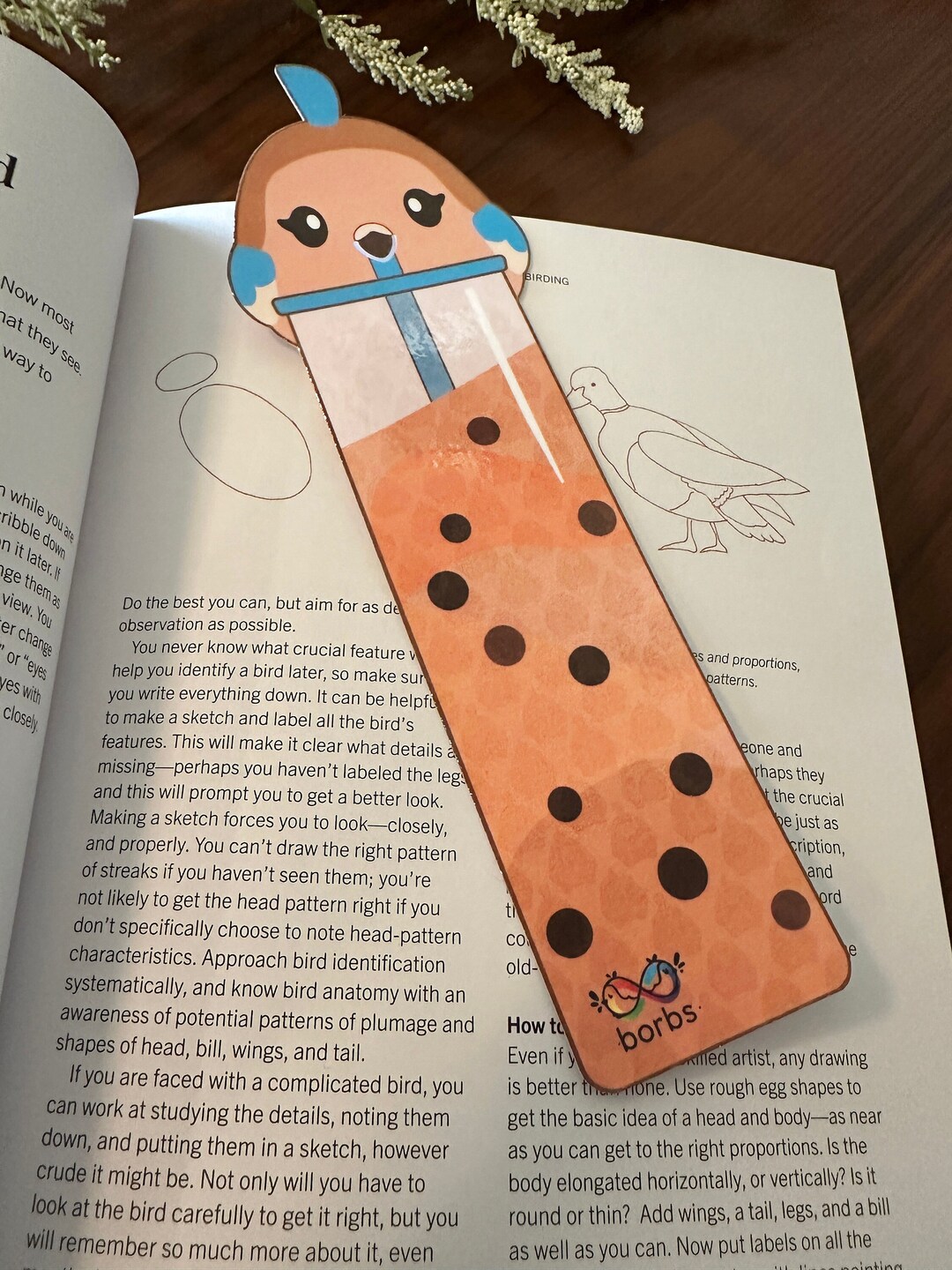 8.5 X 2.5 Bookmark, Boba Borb Laminated Cardstock Bookmark, Cute Kawaii ...