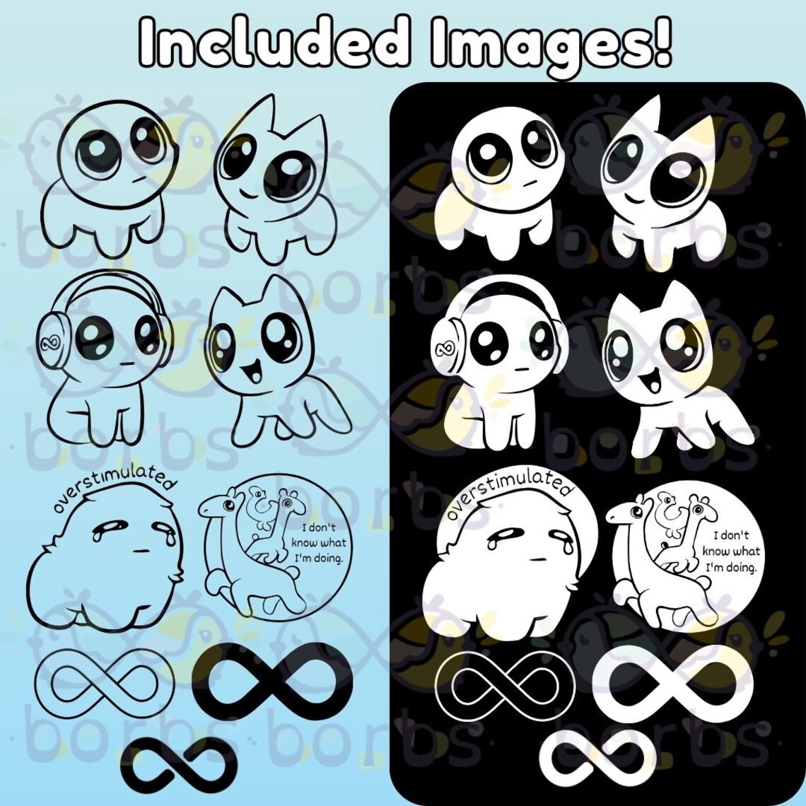 Downloadable .svg Files: TBH Creature, IDK Anxiety Giraffe, ADHD ...