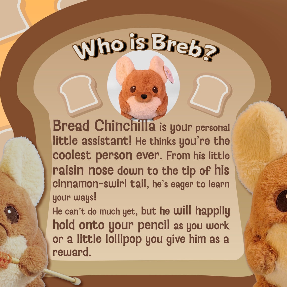Breb Chinchilla Plushie | Large 9" Tall Stuffed Animal, Sensory ...