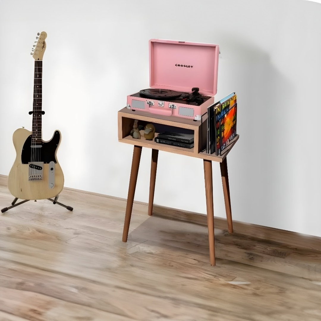 Record Player Stand With Vinyl Storage Vintage - Etsy