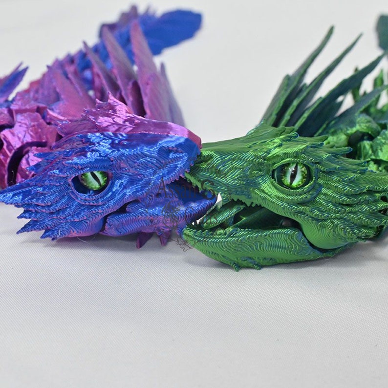 Fidget Toy, 3D Printed Dragon, Custom Eye Color, Desktop Pressure Toy ...