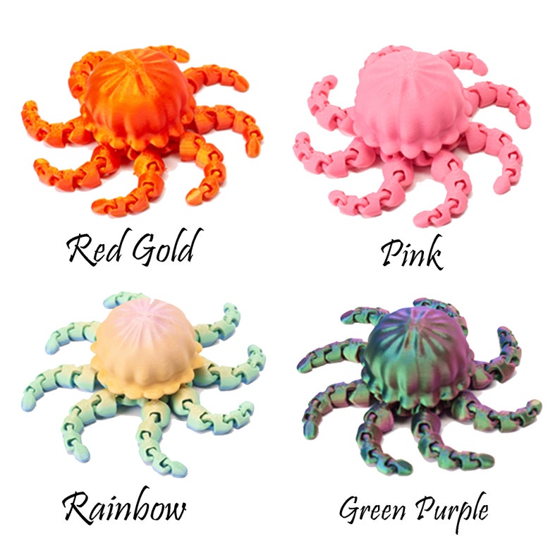 3d Printed Articulated Octopus, Realistic Articulated Octopus, Fidget ...