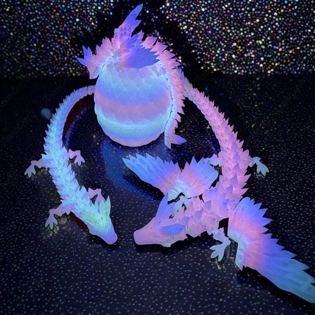 3d Crystal Dragon, Glow in the Dark Colorful Crystal Dragon, 3d Printed ...