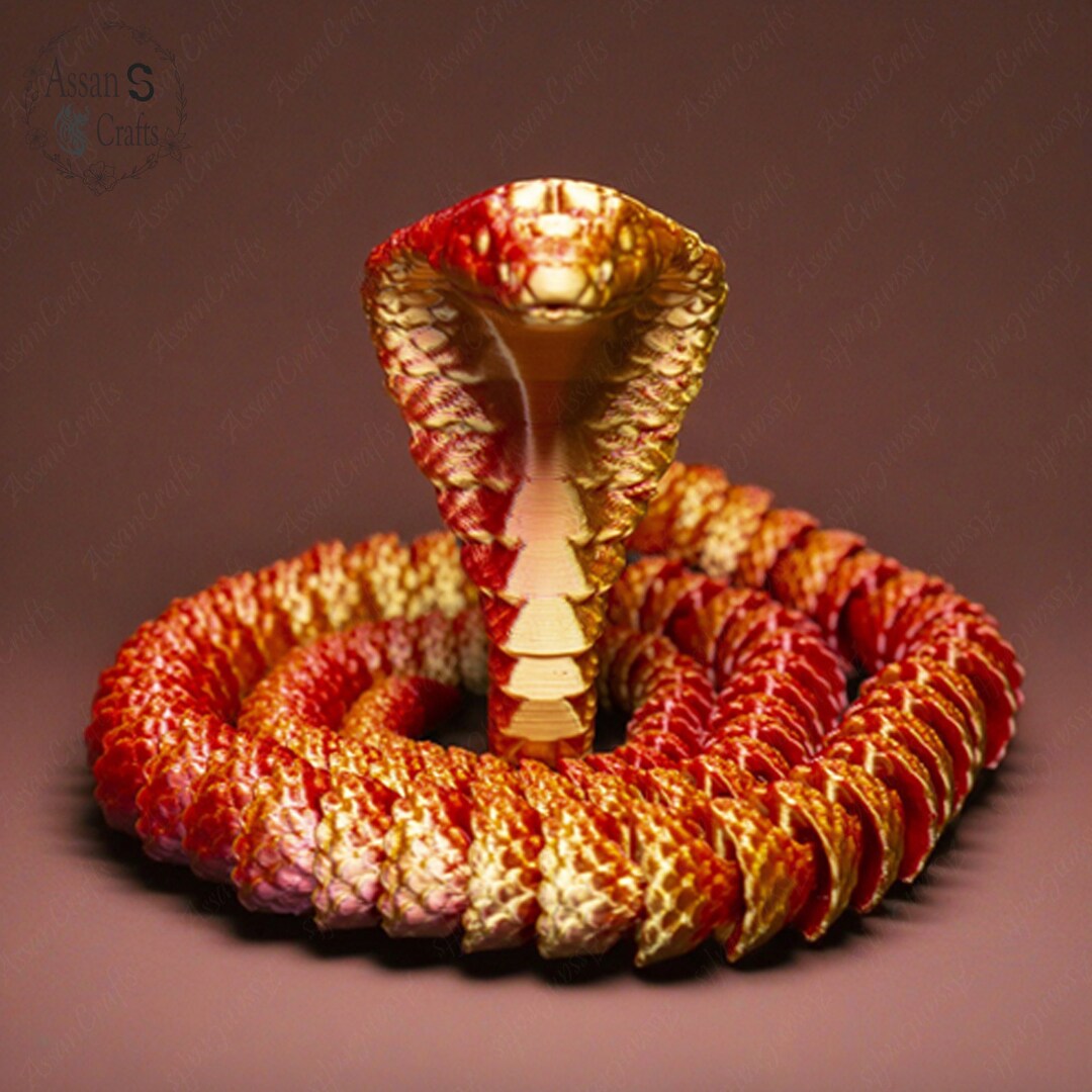 3d Printed Cobra, Fidget Sensory Toy, Articulated Cobra, Customizable ...