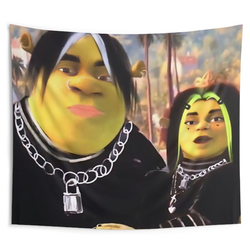 Emo Shrek & Fiona Tapestry Shrek Funny Meme Tapestries Wall Hanging ...