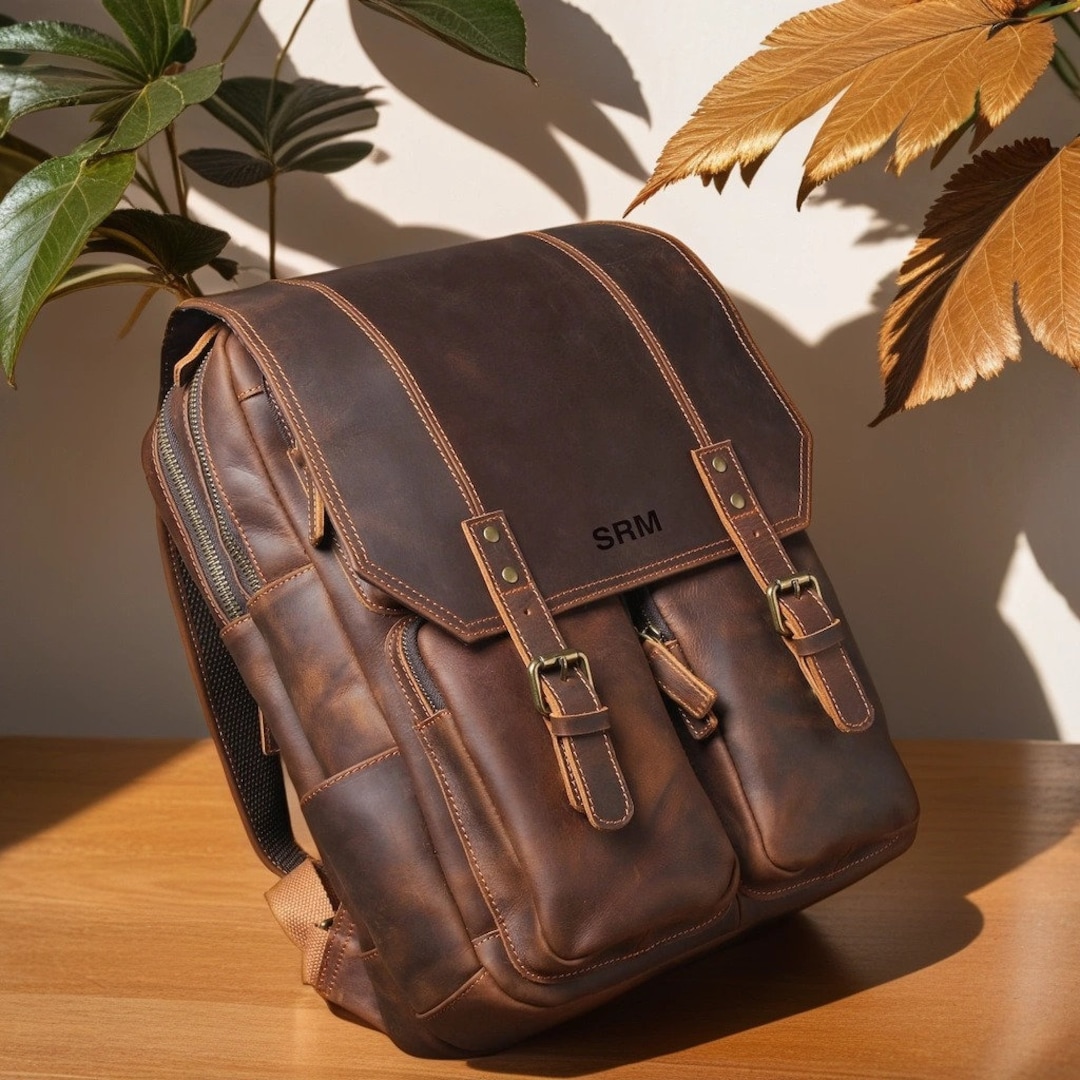 Personalized Leather Backpack for Man, Travel Backpack, Office School ...