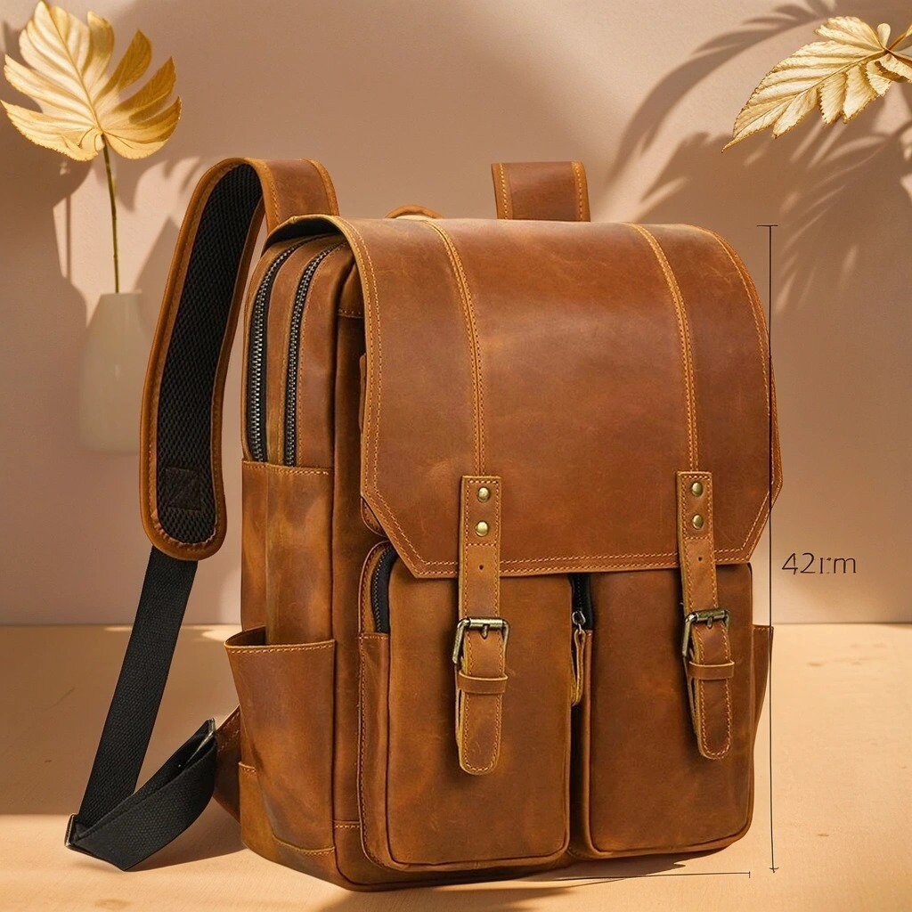 Personalized Leather Backpack for Man, Travel Backpack, Office School ...