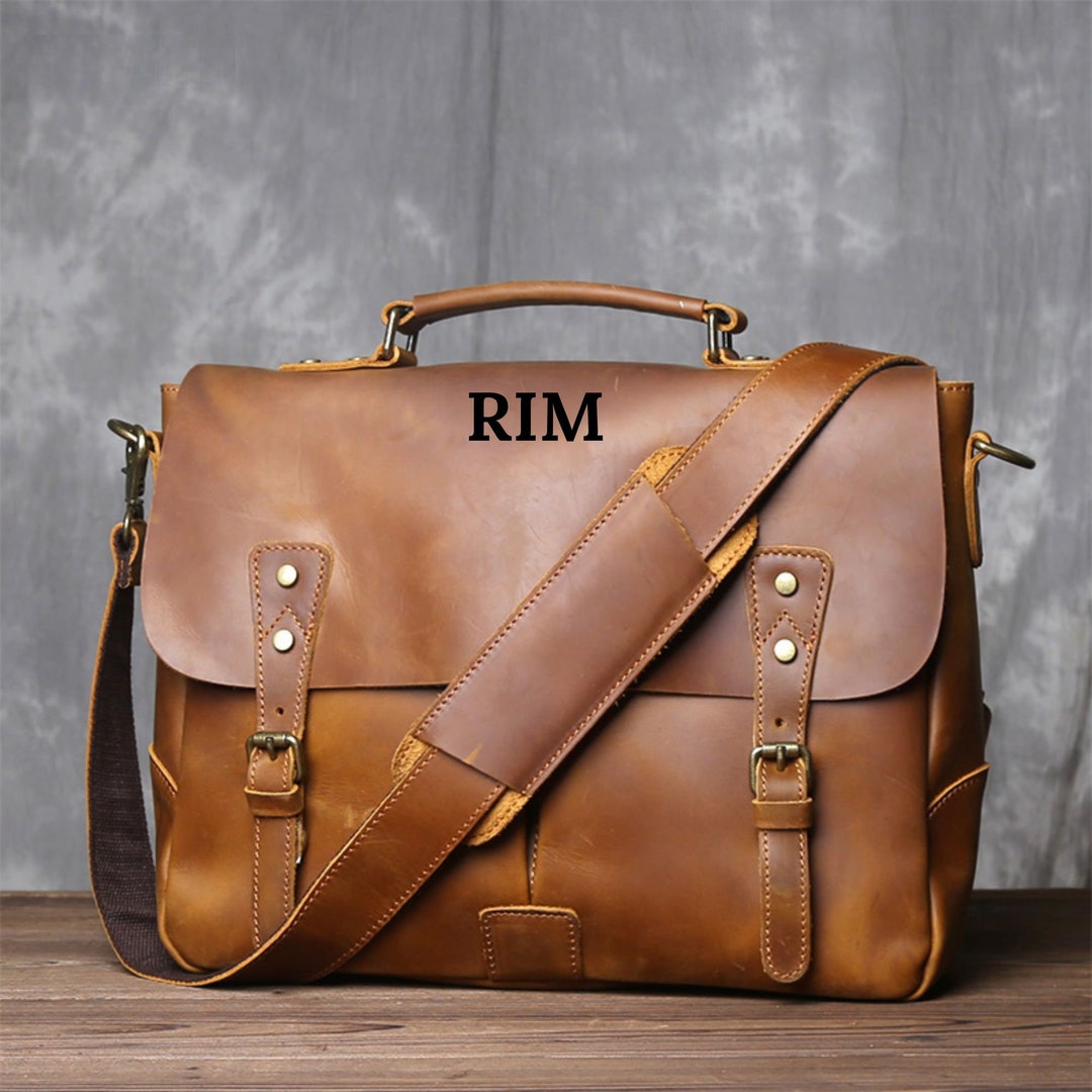 Personalized Leather Briefcase Bag Men, Laptop Bag, Leather Bag ...