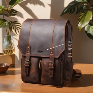 Personalized Leather Backpack for Man, Travel Backpack, Office School ...