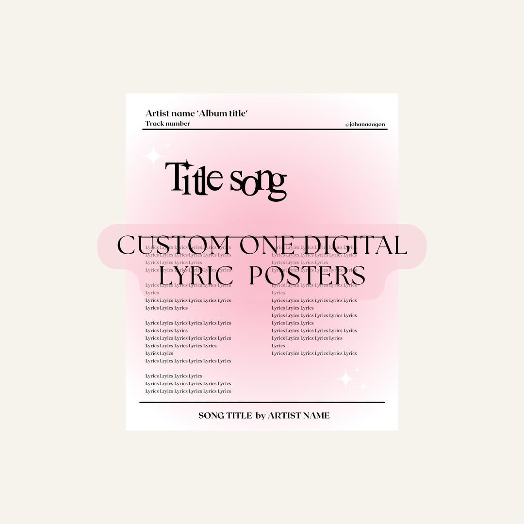 CUSTOM DIGITAL Lyrics Poster (ONE) - Etsy