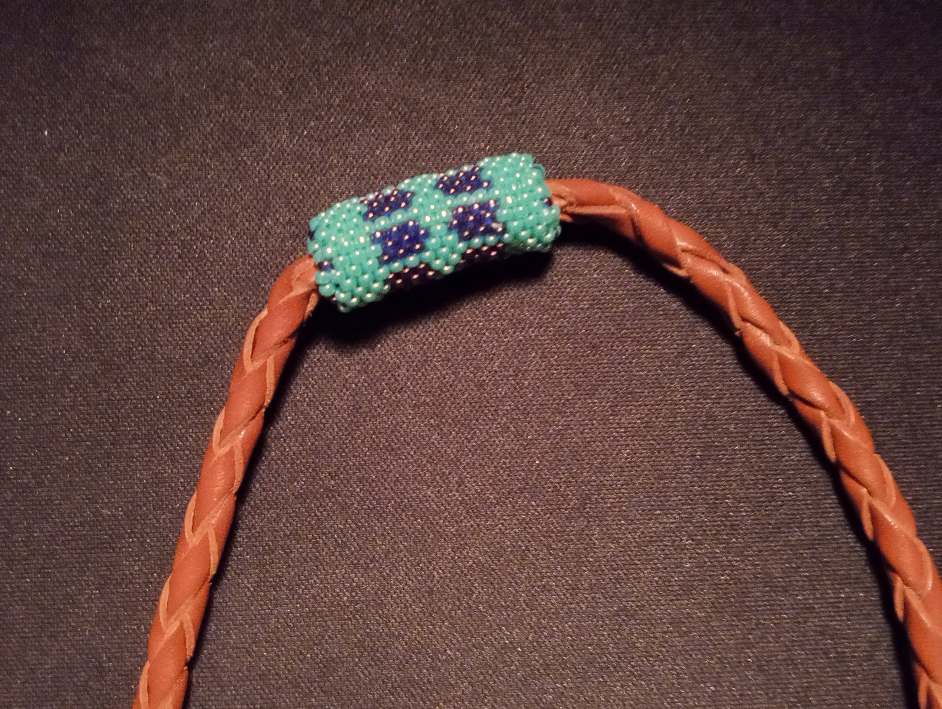 Leather Lace Necklace, With Celtic Cross, and Beaded Design, Accent. L ...