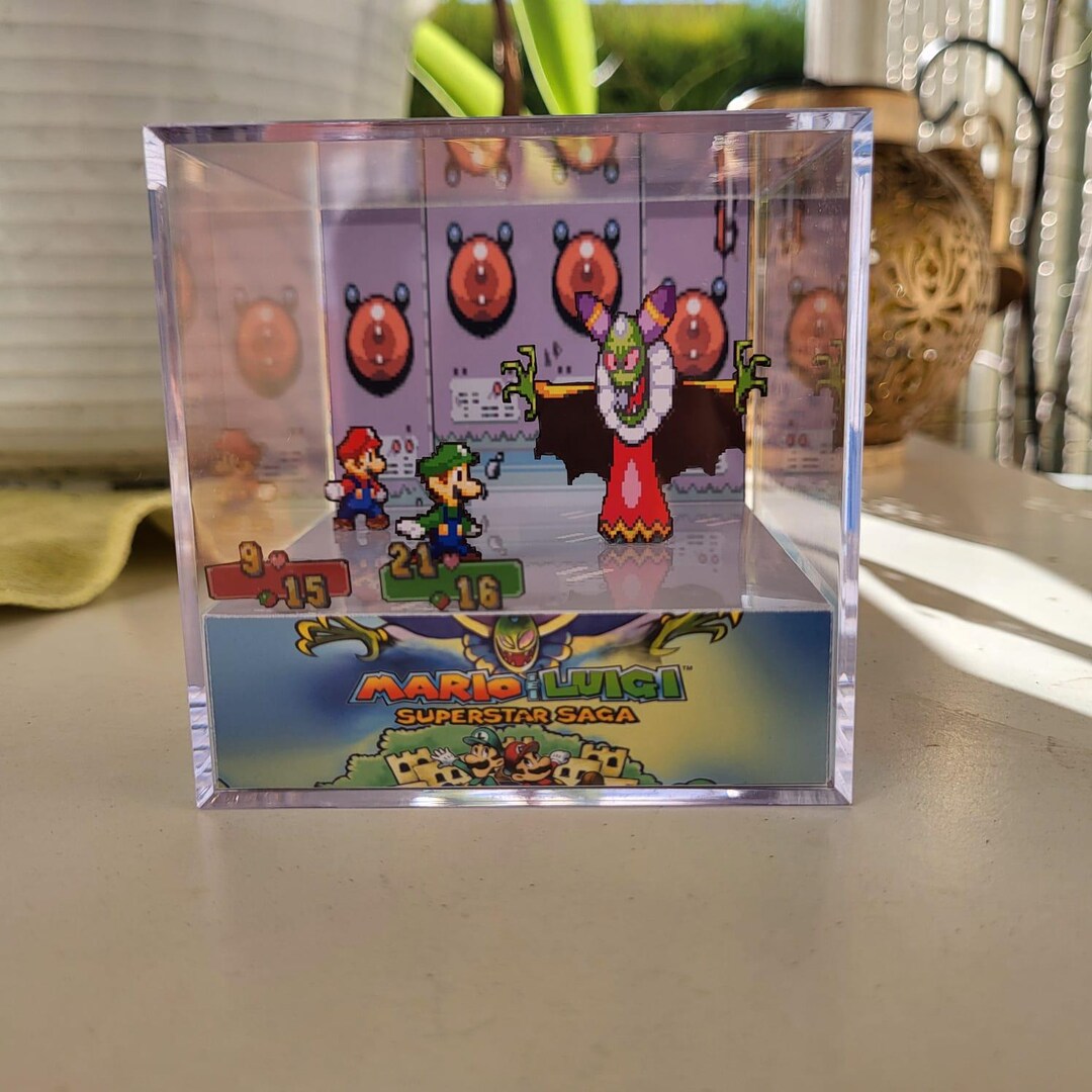 Mario & Luigi Superstar Saga 3D Cube Retro Pixel Art 3D Scene Mario ...