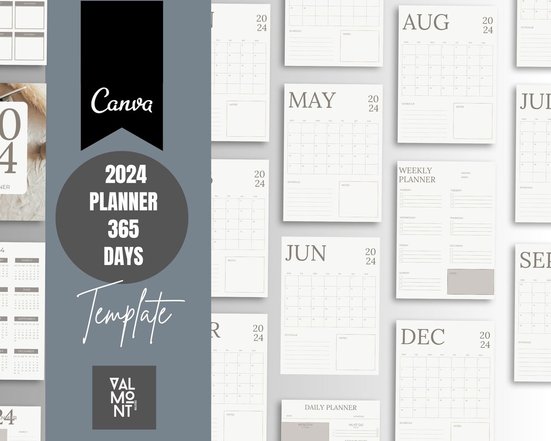 2024 Planner 365 Days. Editable Canva. Instant Download. Yearly ...