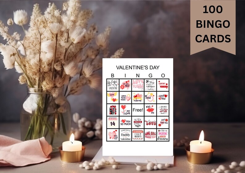 100x Tarjetas De Bingo San Valentin, Bingo De Fiesta De Cumpleaños ...