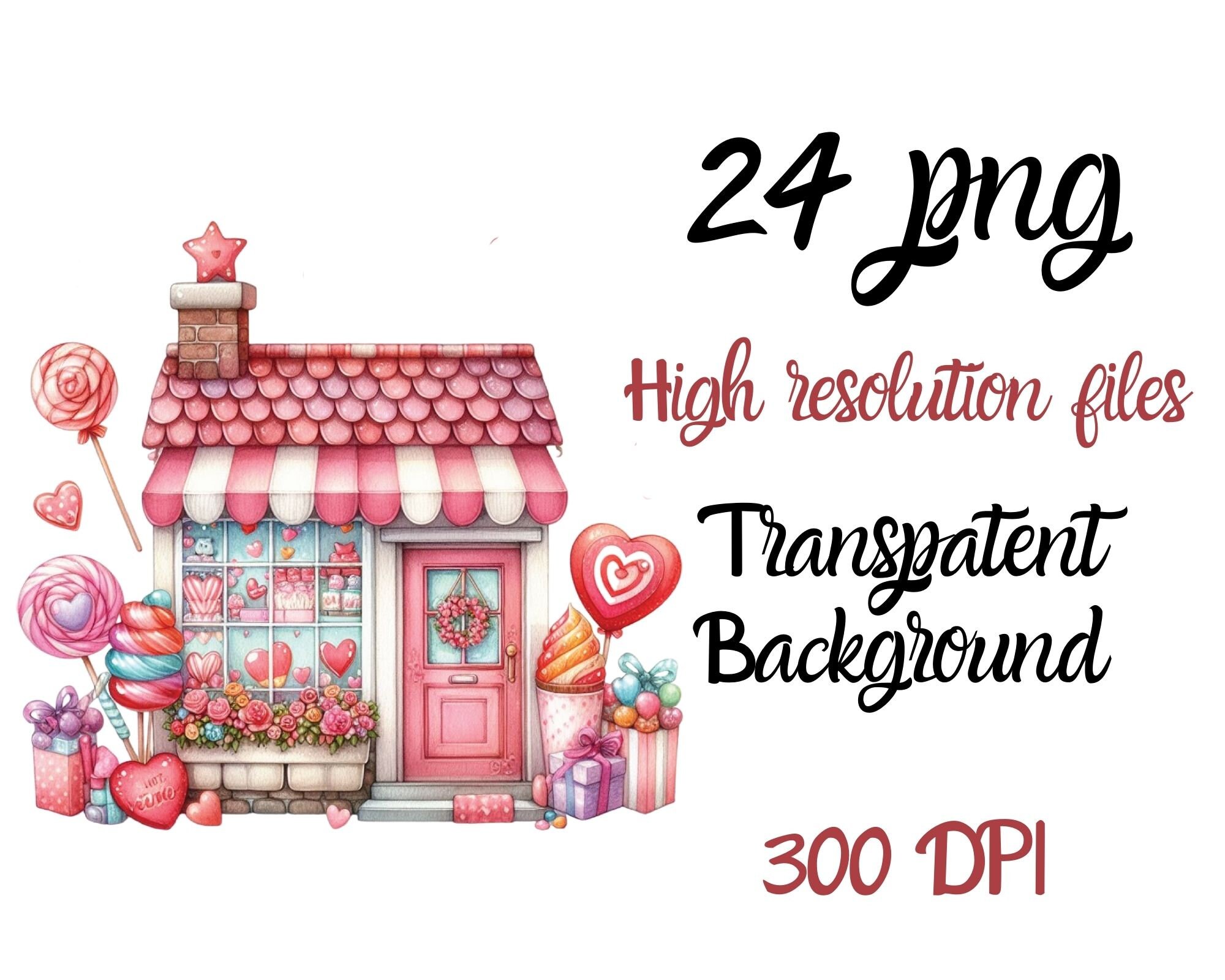 Cute Valentines Candy Shop Collection Clipart - 24 Png Files ...