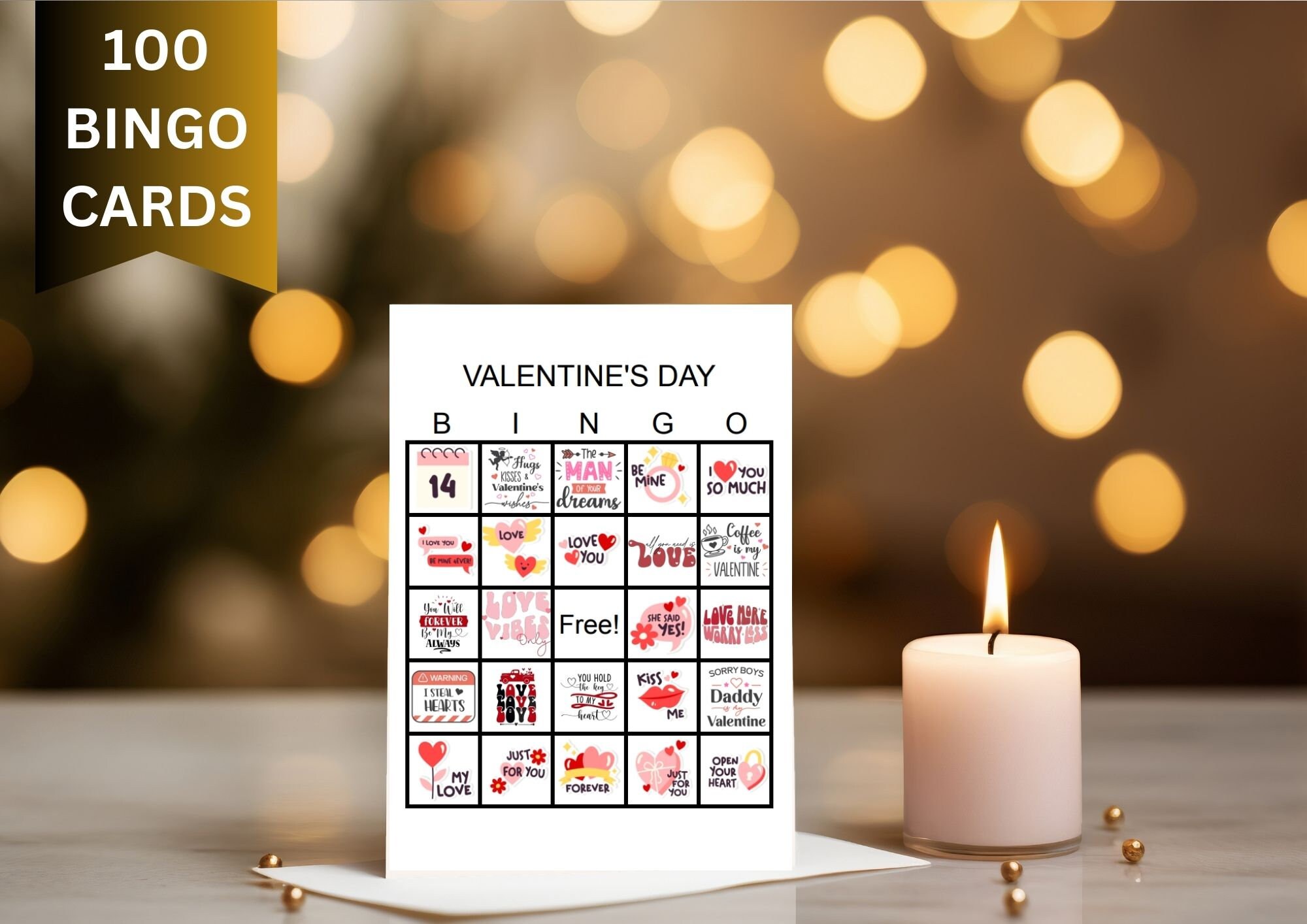 100x Tarjetas De Bingo San Valentin, Bingo De Fiesta De Cumpleaños ...