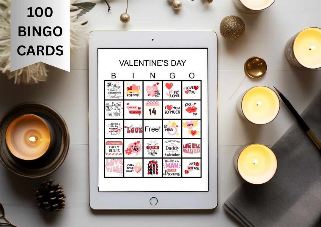 100x Tarjetas De Bingo San Valentin, Bingo De Fiesta De Cumpleaños ...