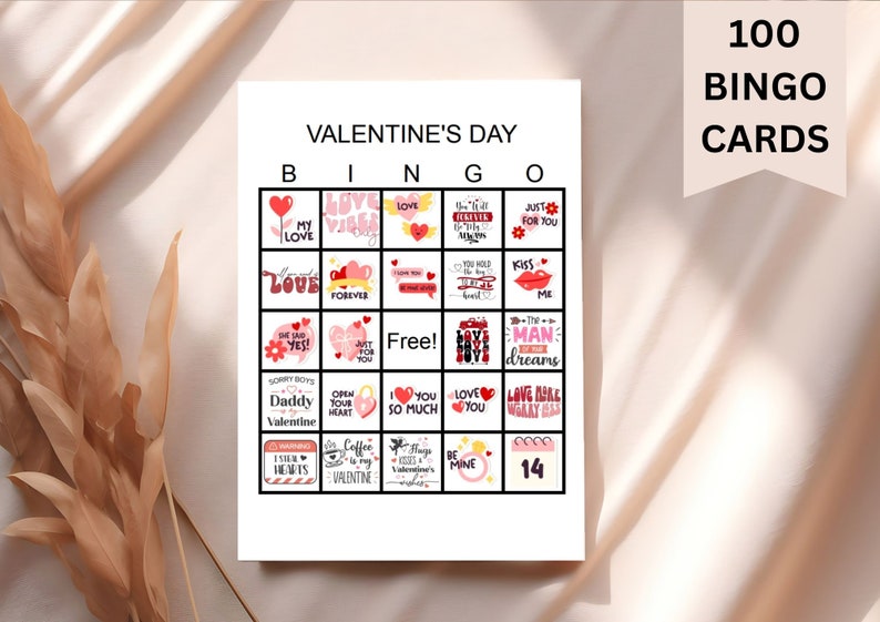 100x Tarjetas De Bingo San Valentin, Bingo De Fiesta De Cumpleaños ...