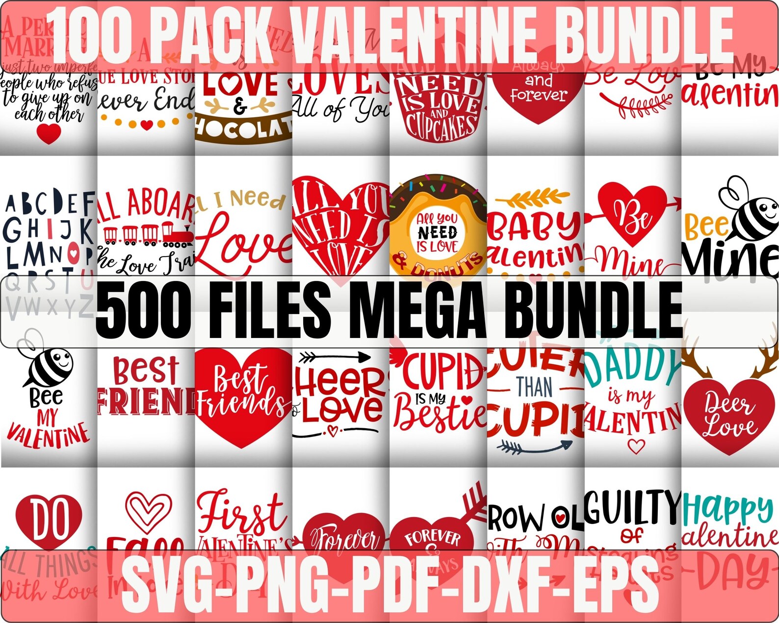 VALENTINE MEGA BUNDLE, 100 Designs, Valentine Art Bundle, Valentines ...