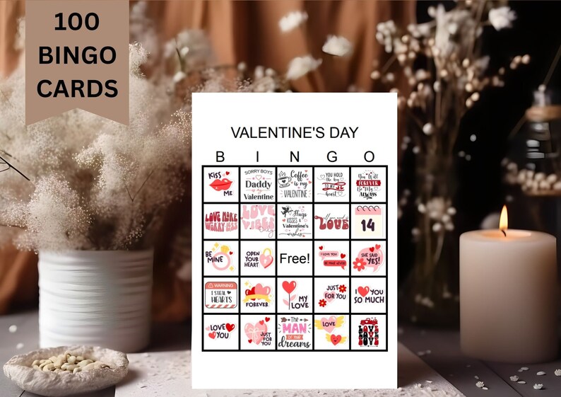 100x Tarjetas De Bingo San Valentin, Bingo De Fiesta De Cumpleaños ...