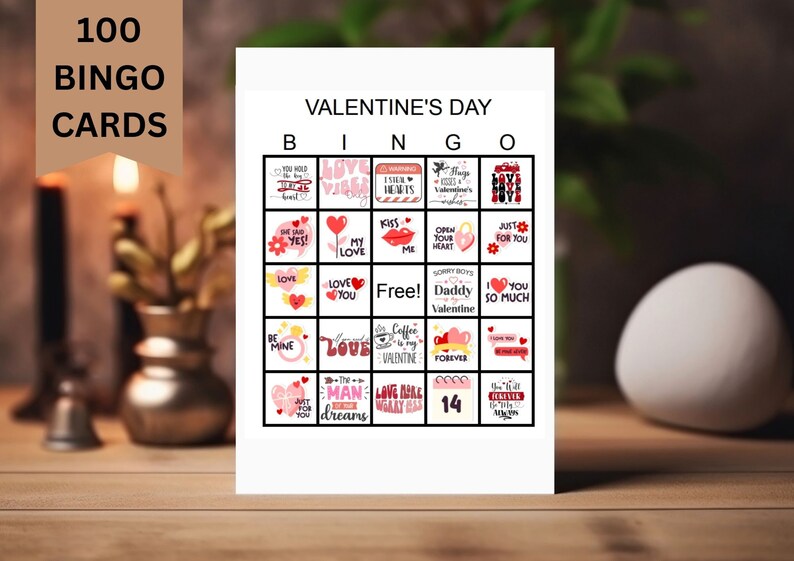 100x Tarjetas De Bingo San Valentin, Bingo De Fiesta De Cumpleaños ...