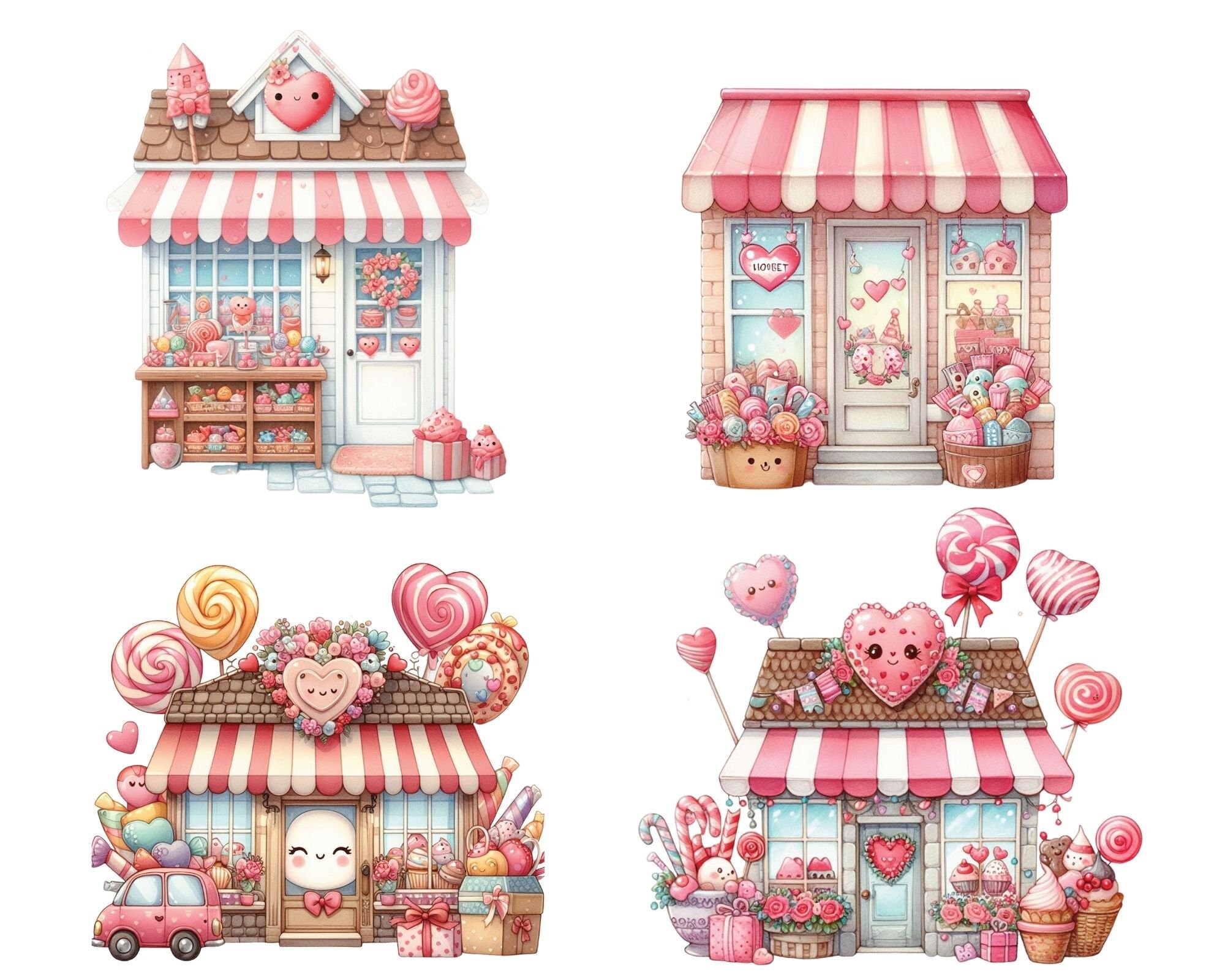 Cute Valentines Candy Shop Collection Clipart - 24 Png Files ...
