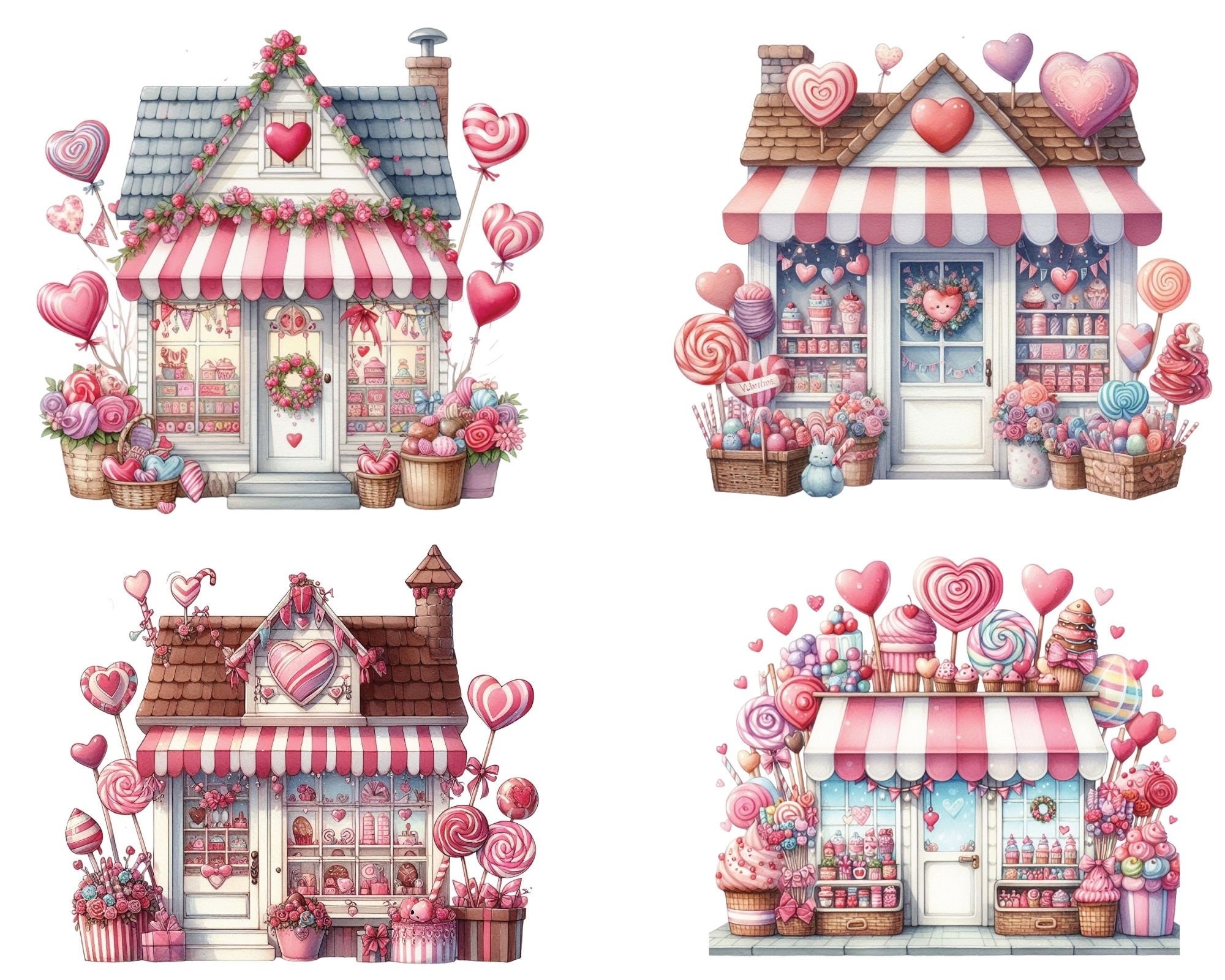 Cute Valentines Candy Shop Collection Clipart - 24 Png Files ...