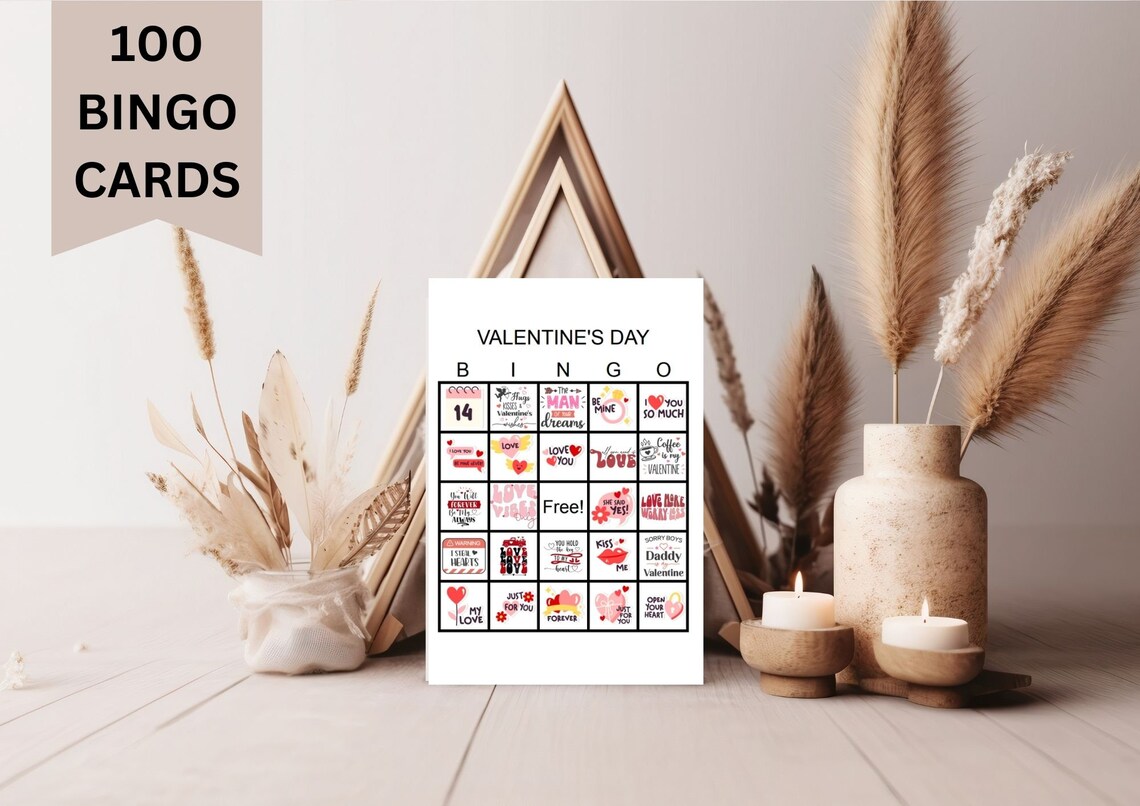 100x Tarjetas De Bingo San Valentin, Bingo De Fiesta De Cumpleaños ...