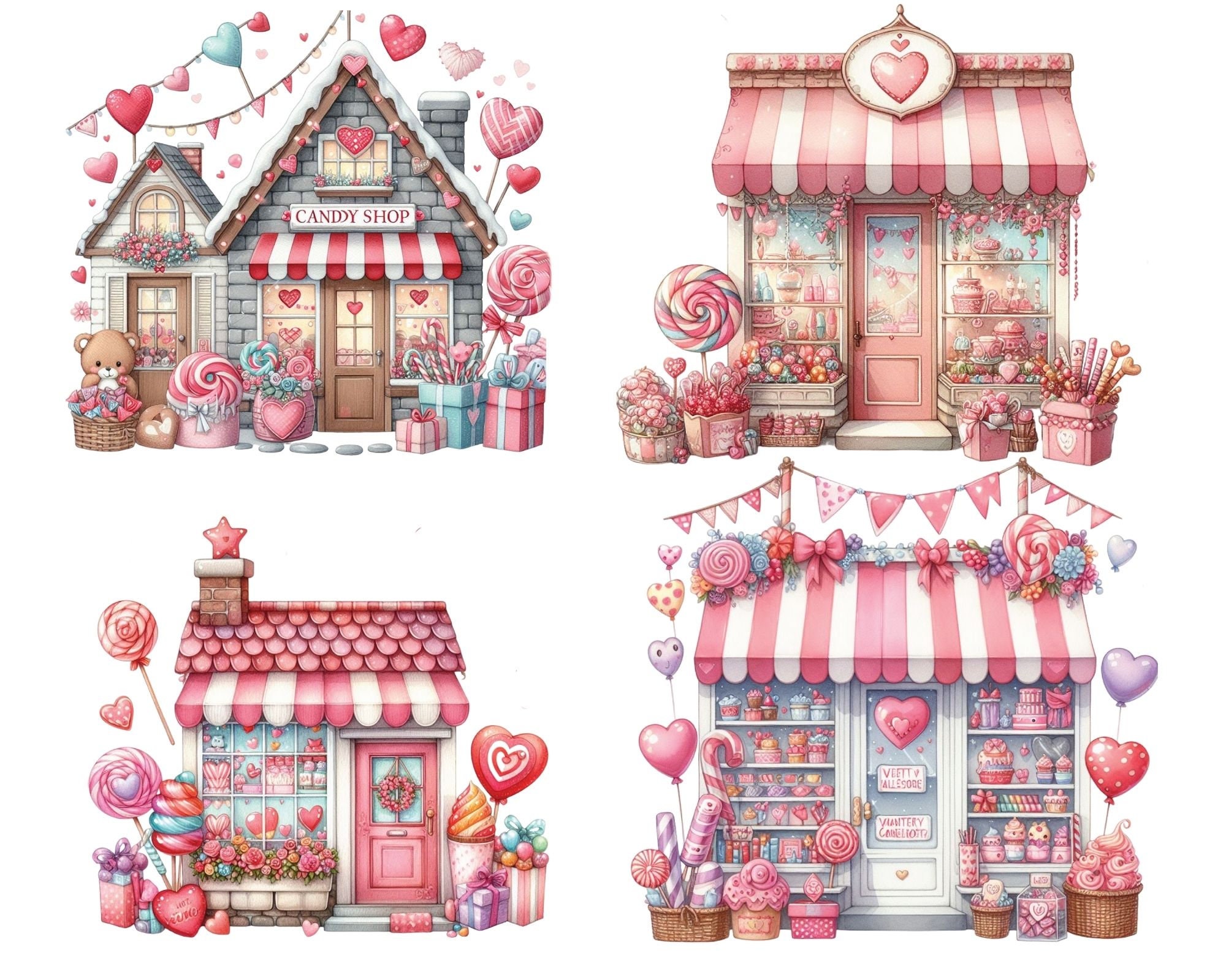 Cute Valentines Candy Shop Collection Clipart - 24 Png Files ...