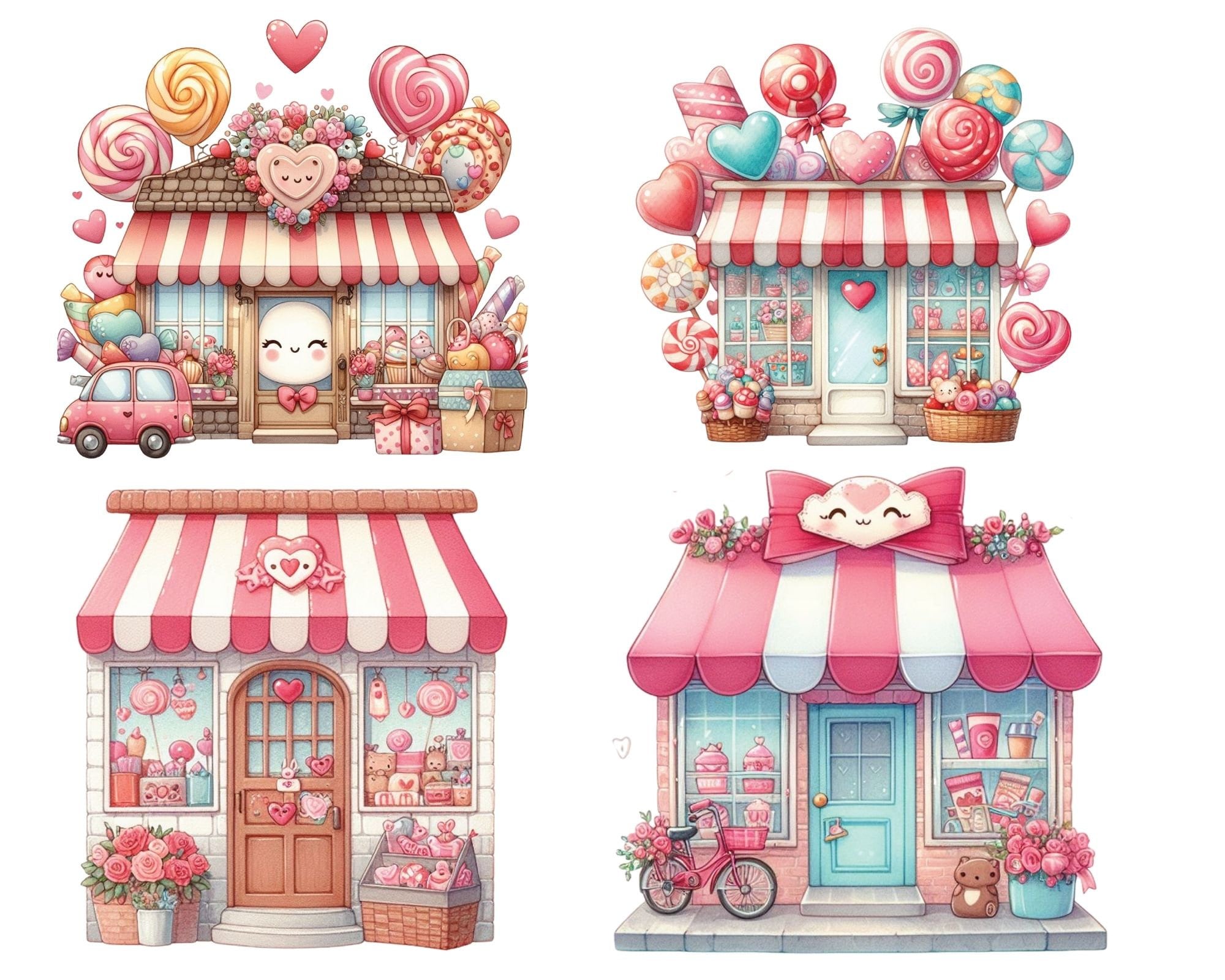 Cute Valentines Candy Shop Collection Clipart - 24 Png Files ...