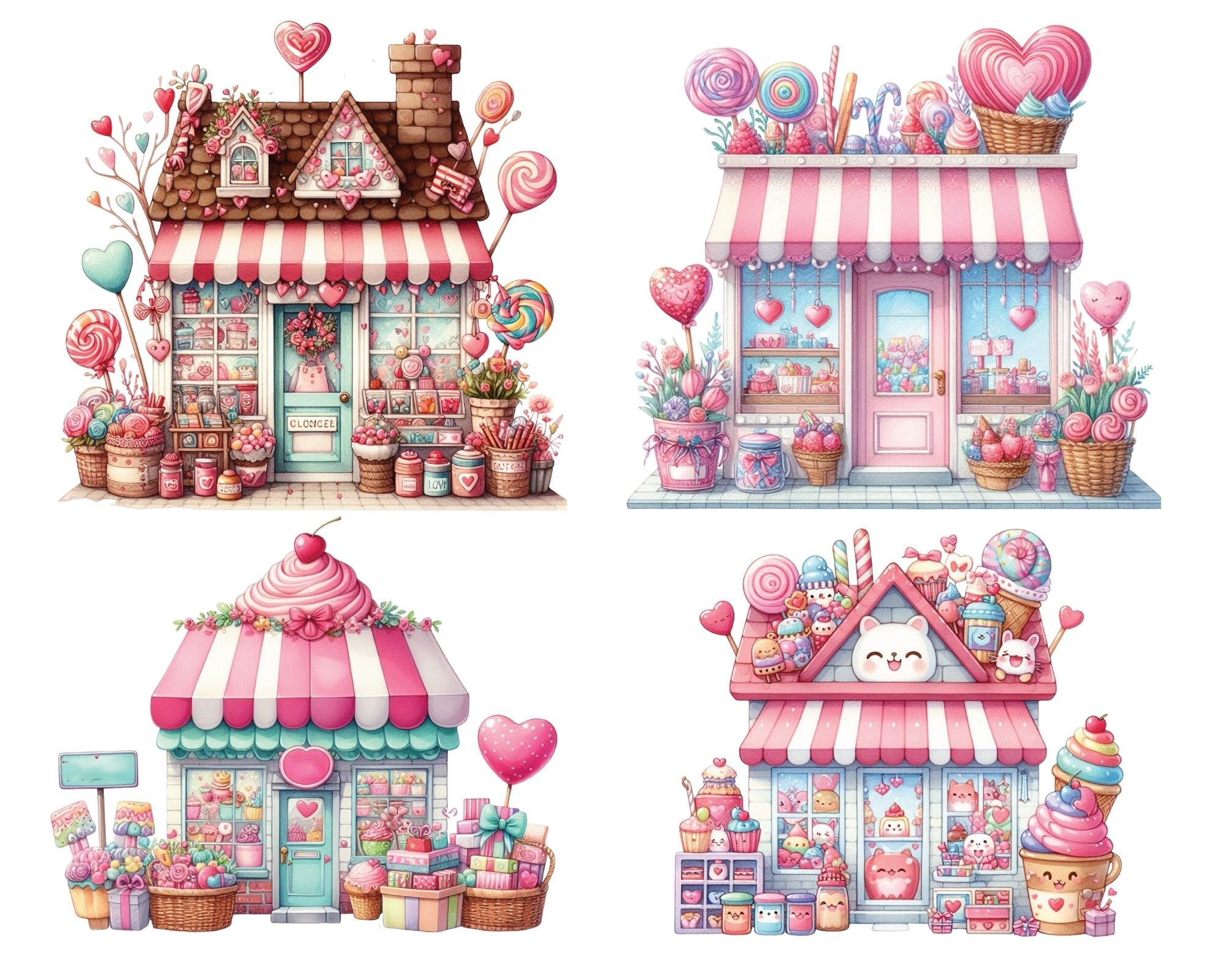 Cute Valentines Candy Shop Collection Clipart - 24 Png Files ...