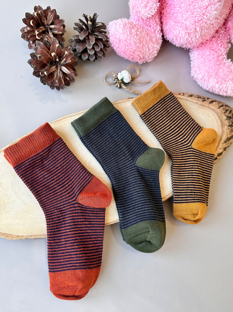 3 Pairs Baby Socks, Striped Socks, Baby Shower Gift, Baby Boy Socks ...