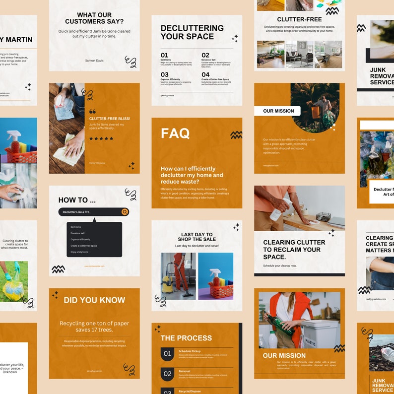 80 Junk Removal Instagram Post Templates for Canva, Junk Removal Social ...