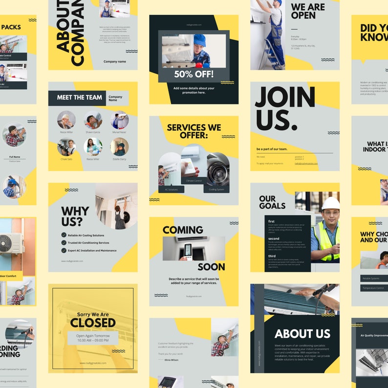 90 HVAC Instagram Post Templates for Canva, Heating Ventilation Air ...