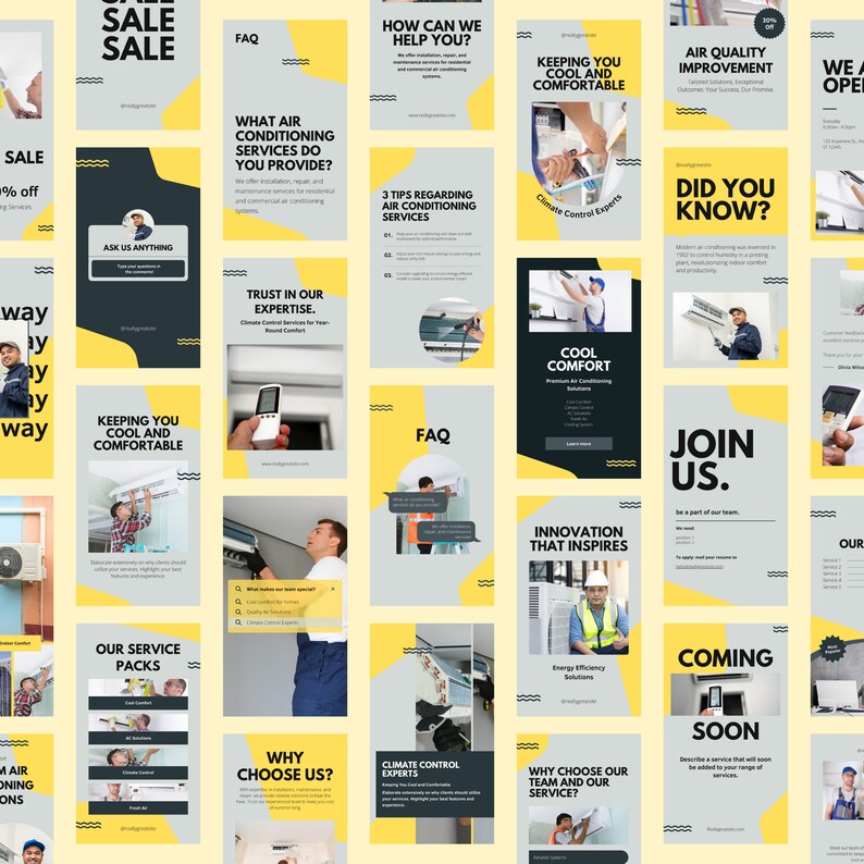 90 HVAC Instagram Post Templates for Canva, Heating Ventilation Air ...