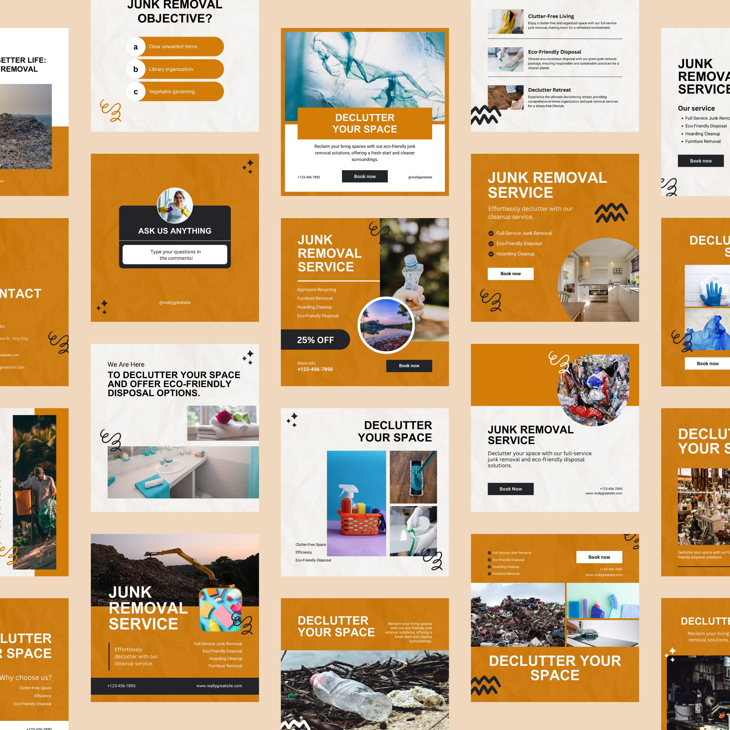 80 Junk Removal Instagram Post Templates for Canva, Junk Removal Social ...