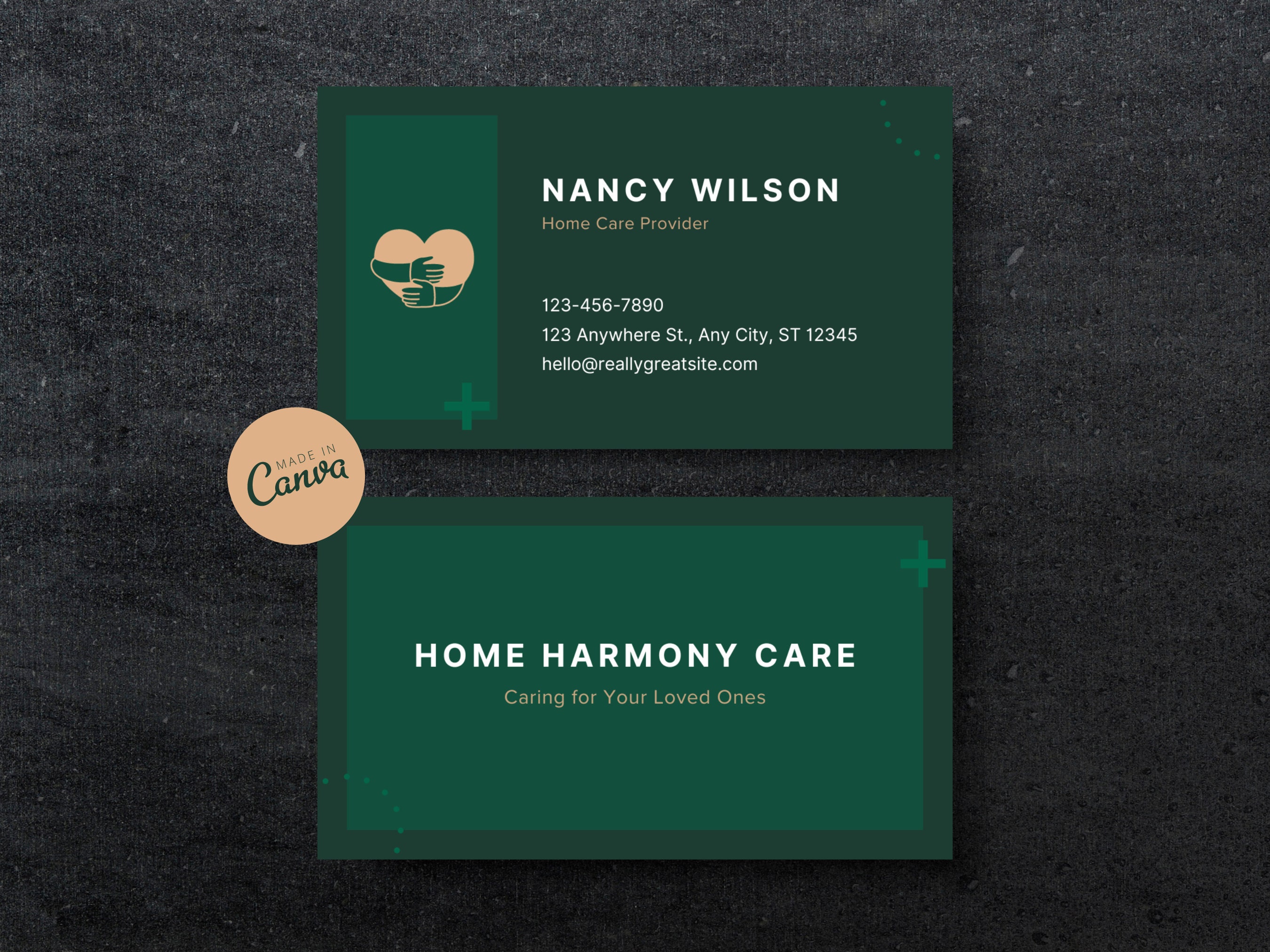 Home Care Service Business Card, Business Card Canva Template, Home ...