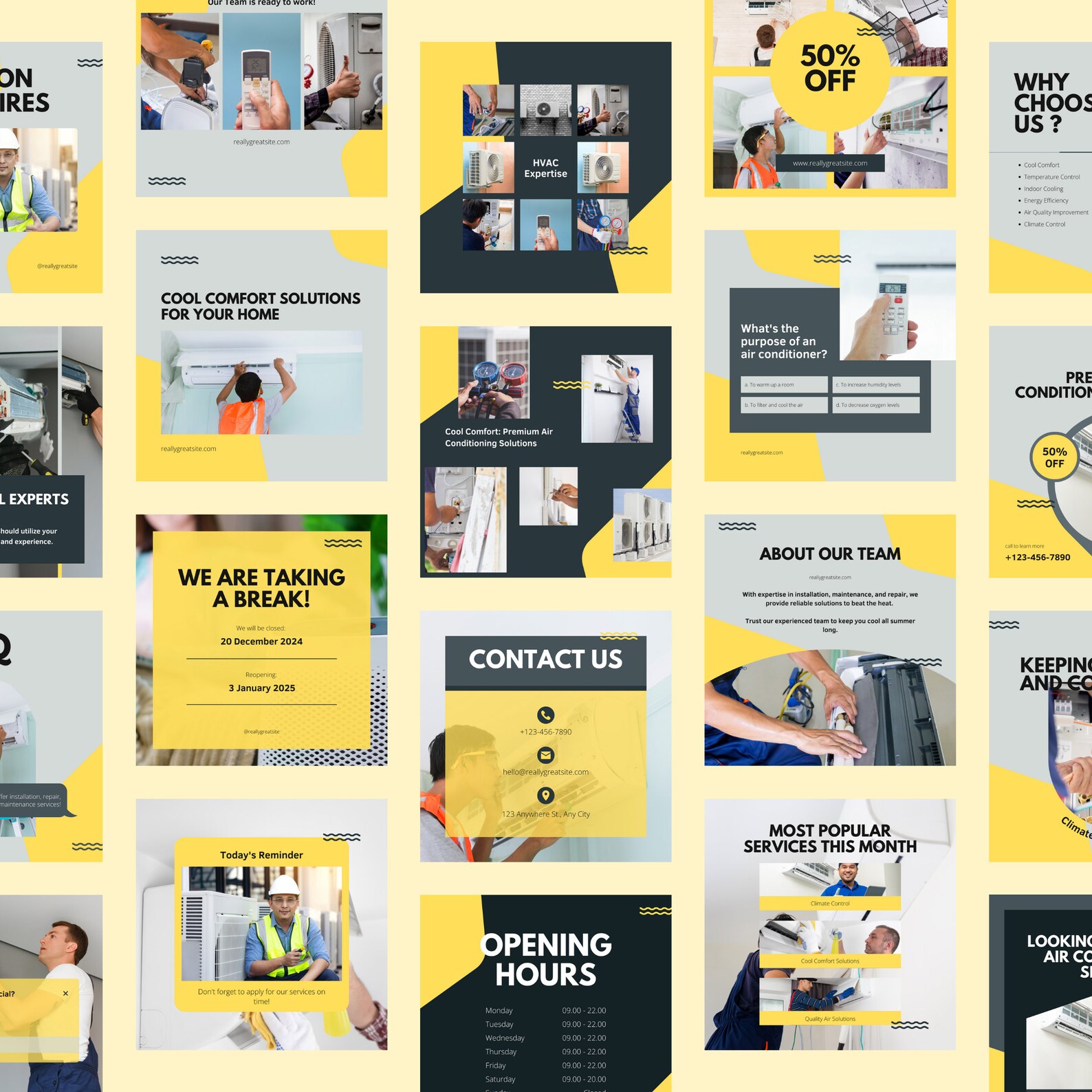 90 HVAC Instagram Post Templates for Canva, Heating Ventilation Air ...