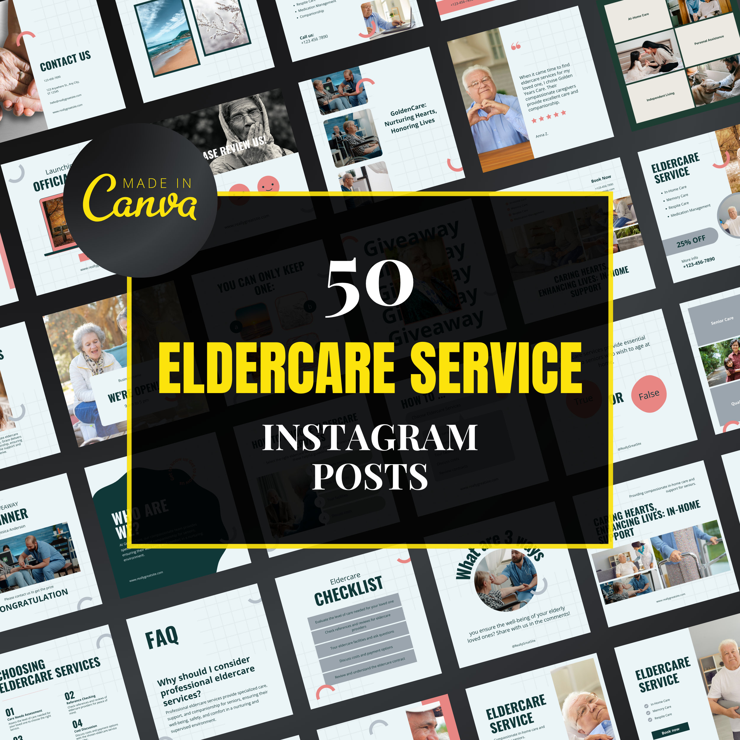 Elderly Care Service Canva Template, Eldercare Service, Elderly Care Canva Posts, Home Health ...