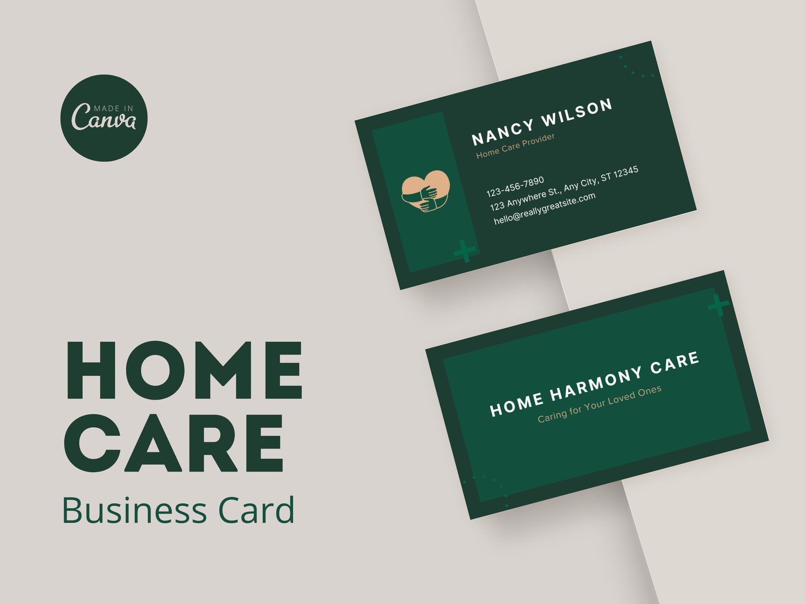 Home Care Service Business Card, Business Card Canva Template, Home ...